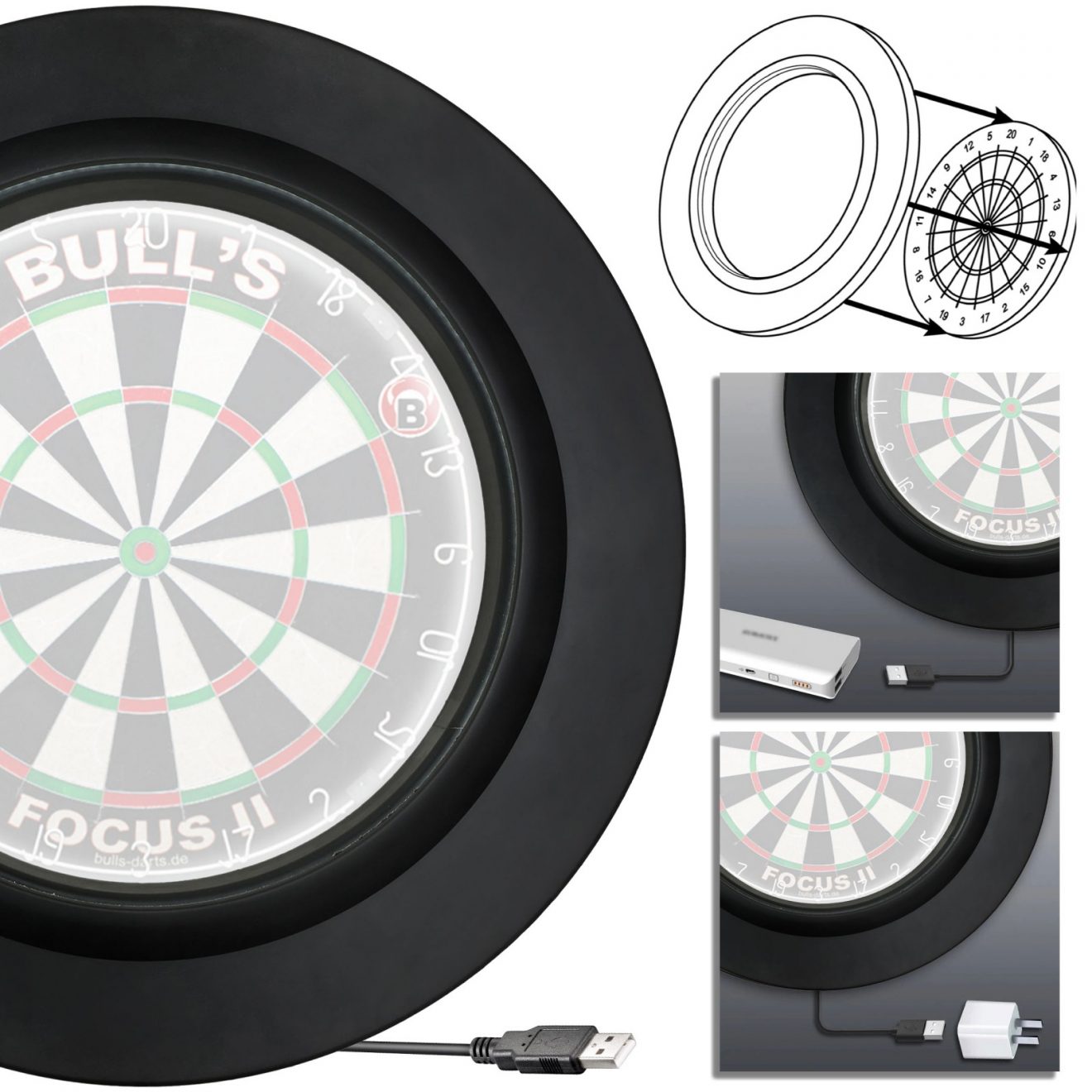 Bull’s LED PU Dartboard Surround Lighting System – Total Darts