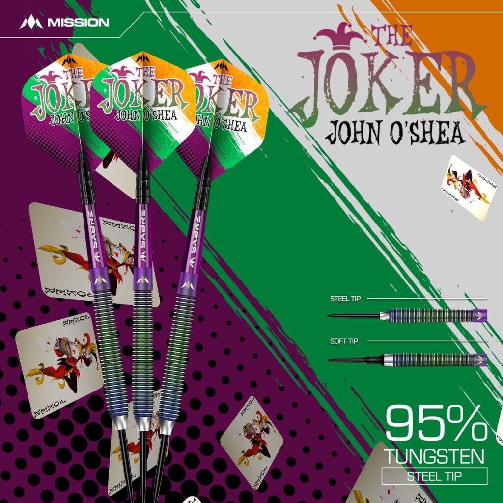 Mission ‘The Joker’ John O’Shea 95% Tungsten 26g Darts Set – Total Darts